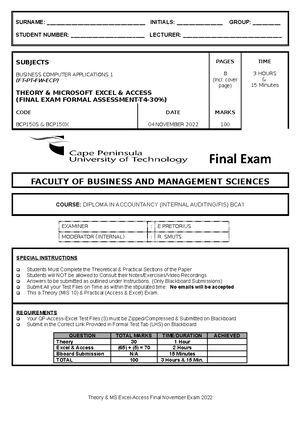 BCA1525 - CPUT - business computer application - Studocu