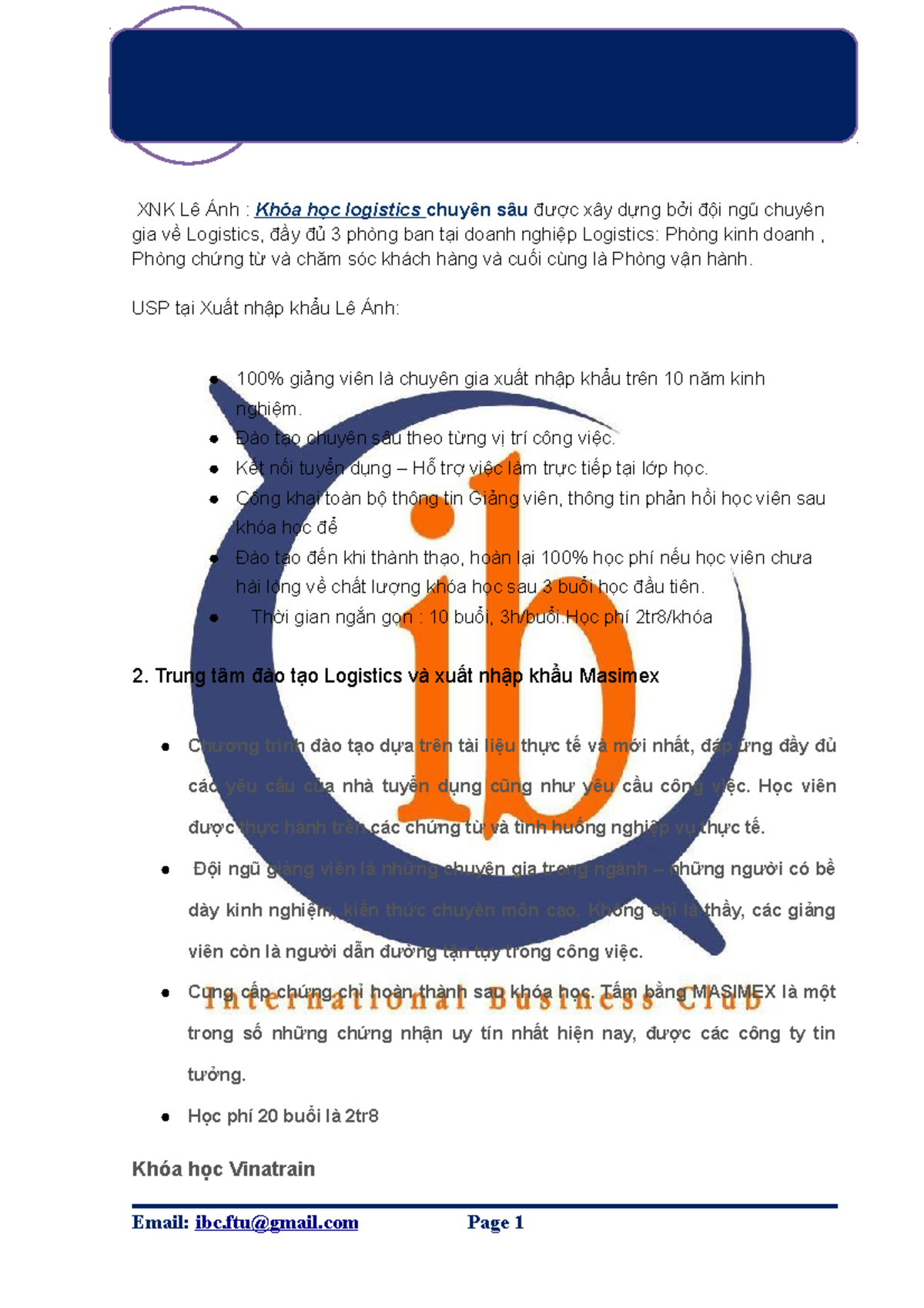 [IBC - FORM] Template IBC - International Business Club (IBC) XNK Lê ...