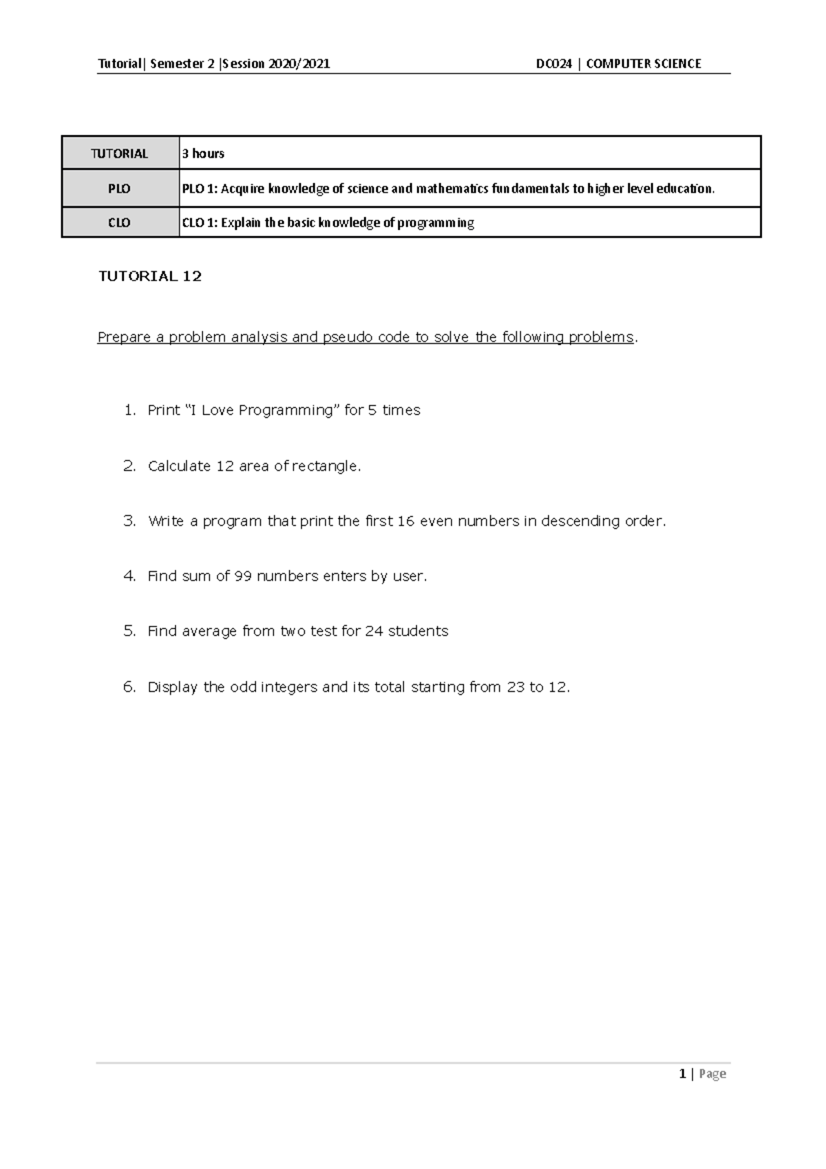 Tutorial 12 - Sk026 - Tutorial| Semester 2 |Session 2020/2021 DC024 ...