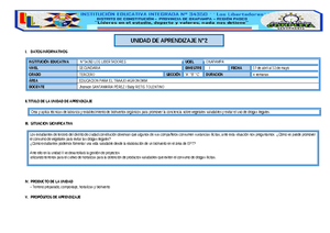 6° Grado - Experiencia DE Aprendizaje N°08 - EXPERIENCIA DE APRENDIZAJE N°08 – 6to GRADO 1 ...