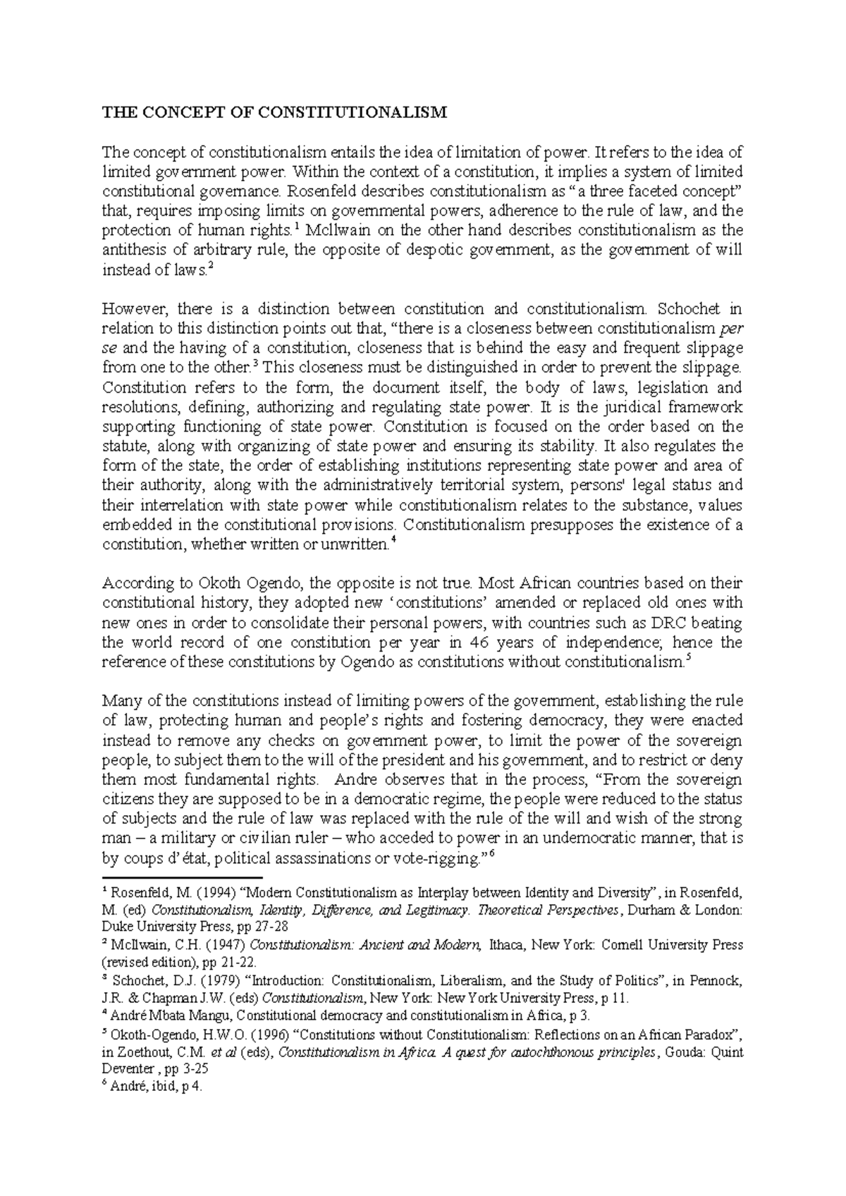 Notes ON Constitutionalism - THE CONCEPT OF CONSTITUTIONALISM The ...