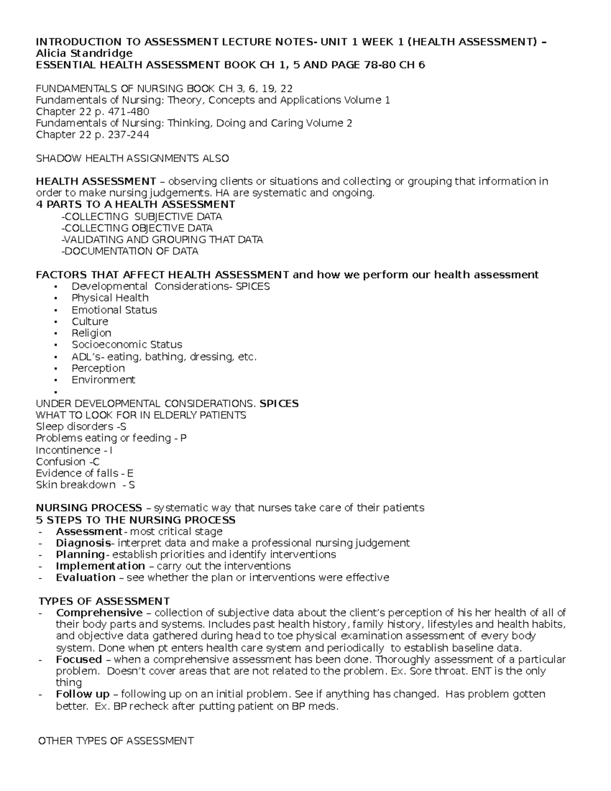 Introduction TO Assessment Lecture Notes - INTRODUCTION TO ASSESSMENT ...