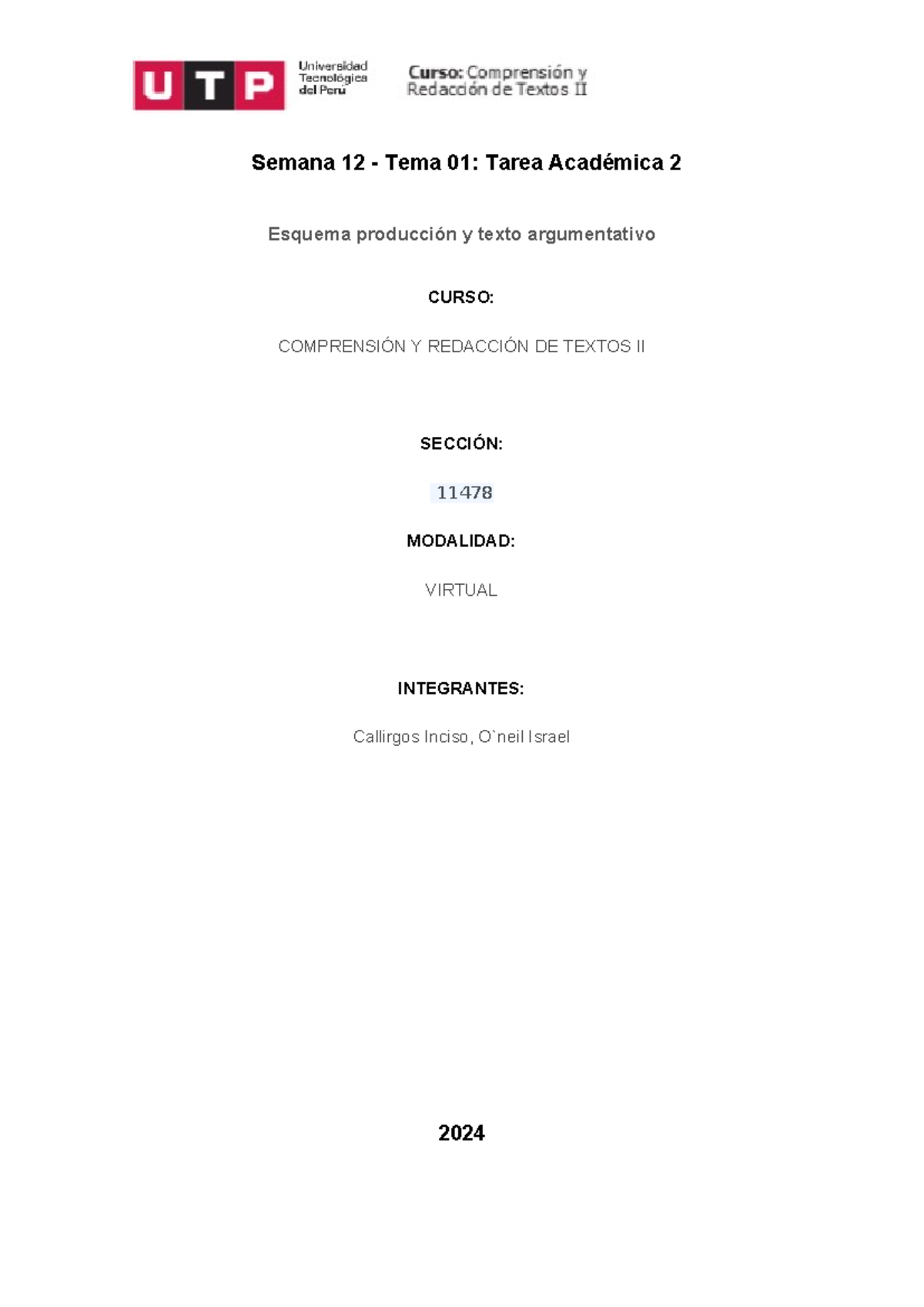 TA3 Redaccion DE Textos 2 Afasf - Semana 12 - Tema 01: Tarea Académica ...