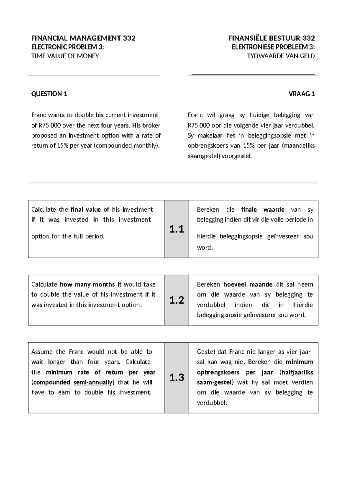 2022 FM332 COMP 3 EP - EP3 - FINANCIAL MANAGEMENT 332 ELECTRONIC ...