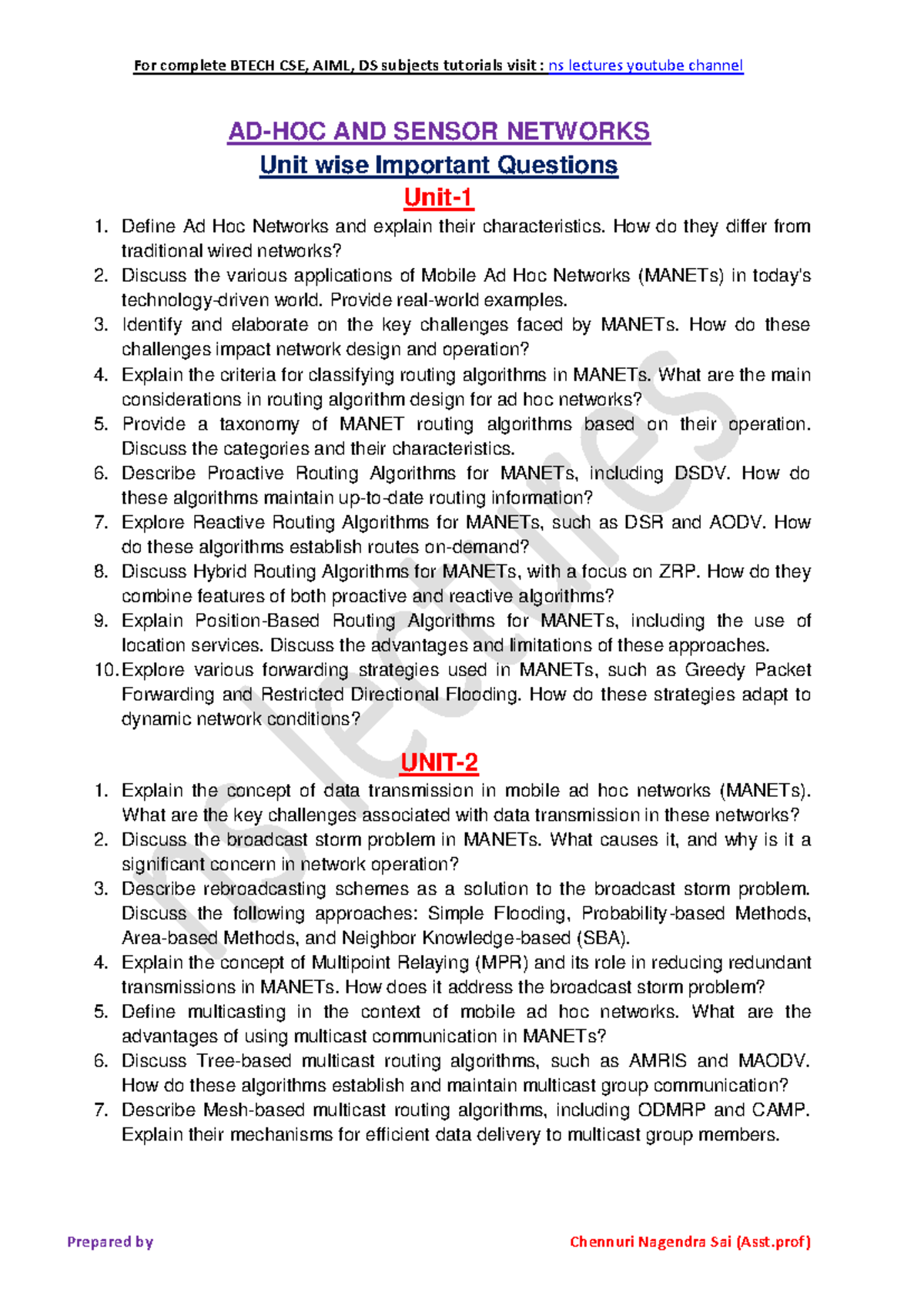 Ad Hoc And Sensor Networks For Complete Btech Cse Aiml Ds Subjects Tutorials Visit Ns