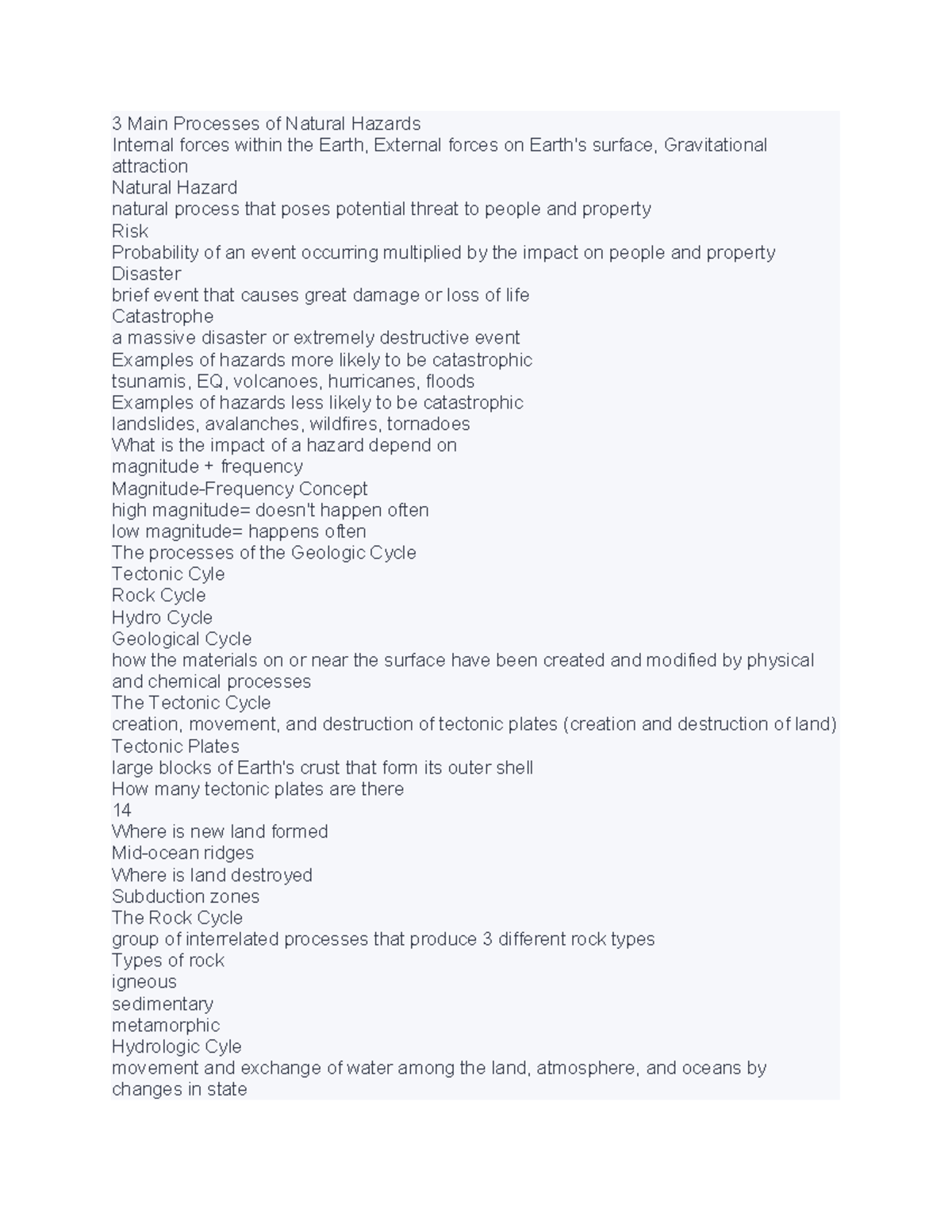 Geog midterm notes quizlett - 3 Main Processes of Natural Hazards ...