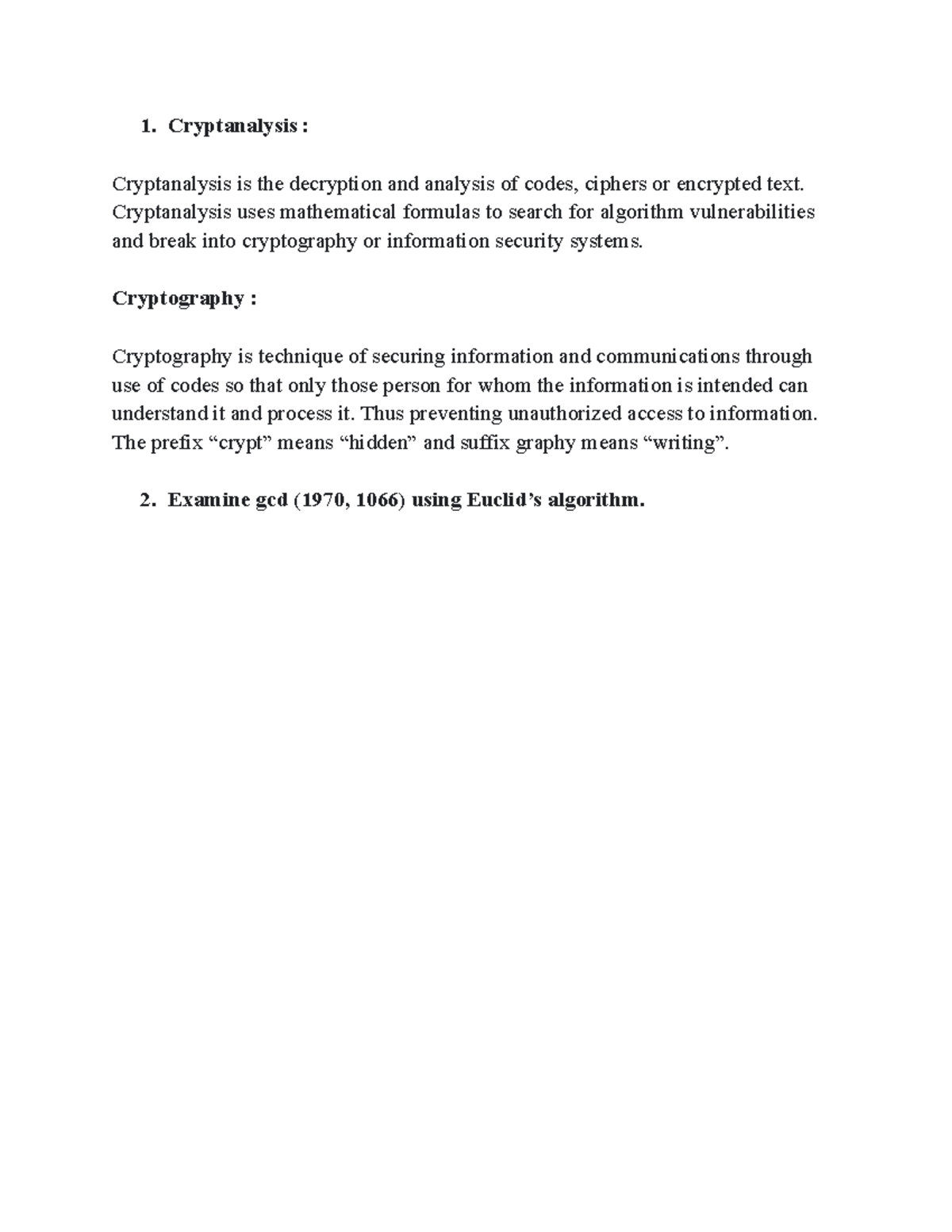 CNS - materials - 1. Cryptanalysis : Cryptanalysis is the decryption ...