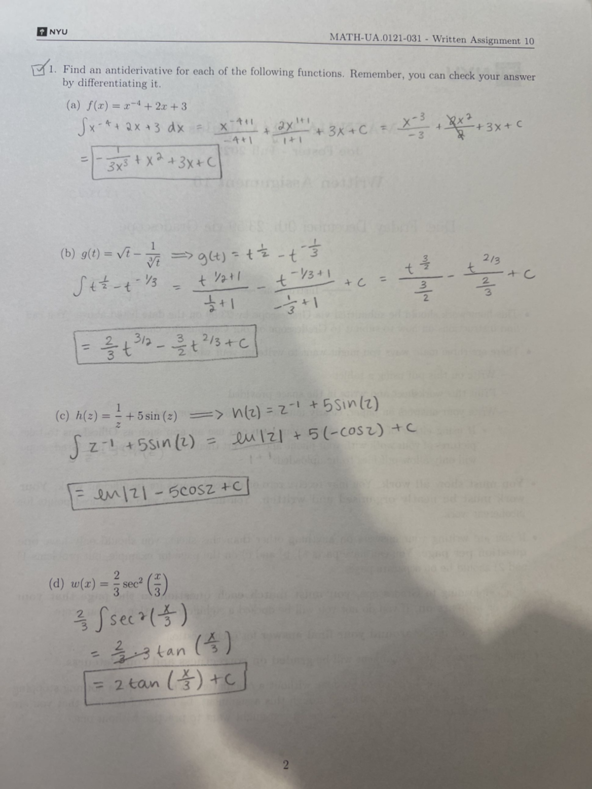 Written Assignment 10 - Calculus 1 Professor Fanny Shum Spring 2023 ...