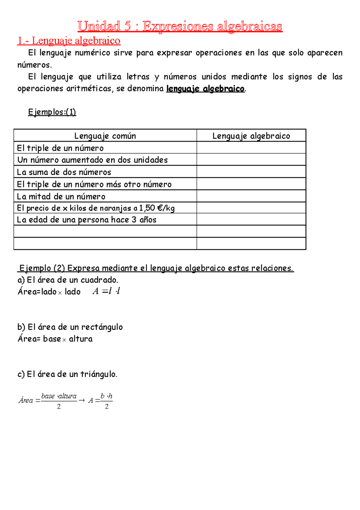 Unidad 5 expresiones algebraicas doc ficha alumno - Unidad 5 ...