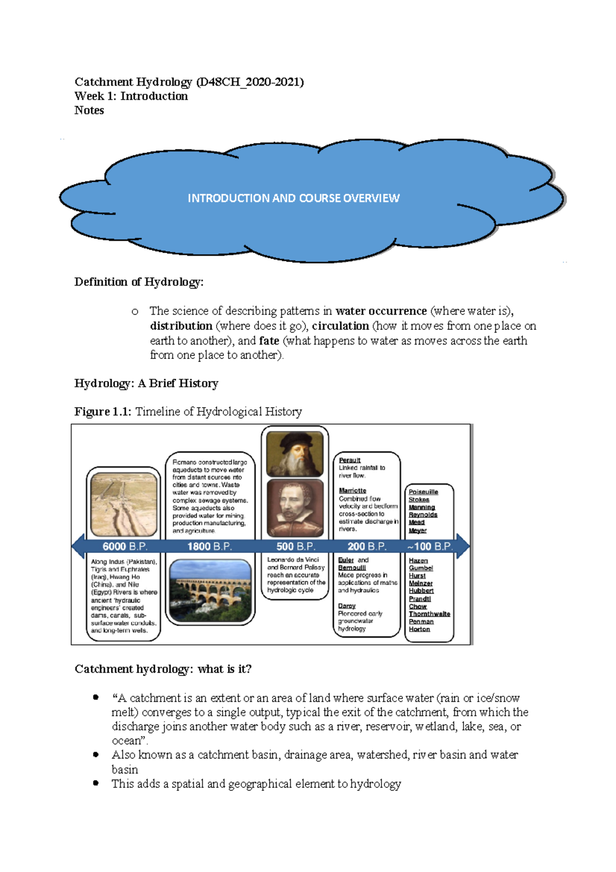 Week 1 - Catchment Hydrology - Catchment Hydrology (D48CH_2020-2021 ...