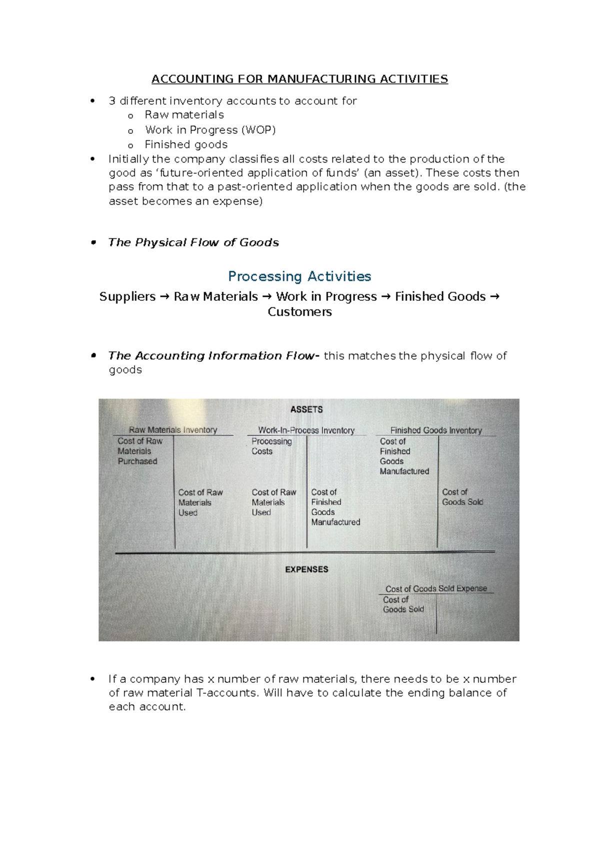 Accounting FOR Manufacturing Activities - ACCOUNTING FOR MANUFACTURING ...