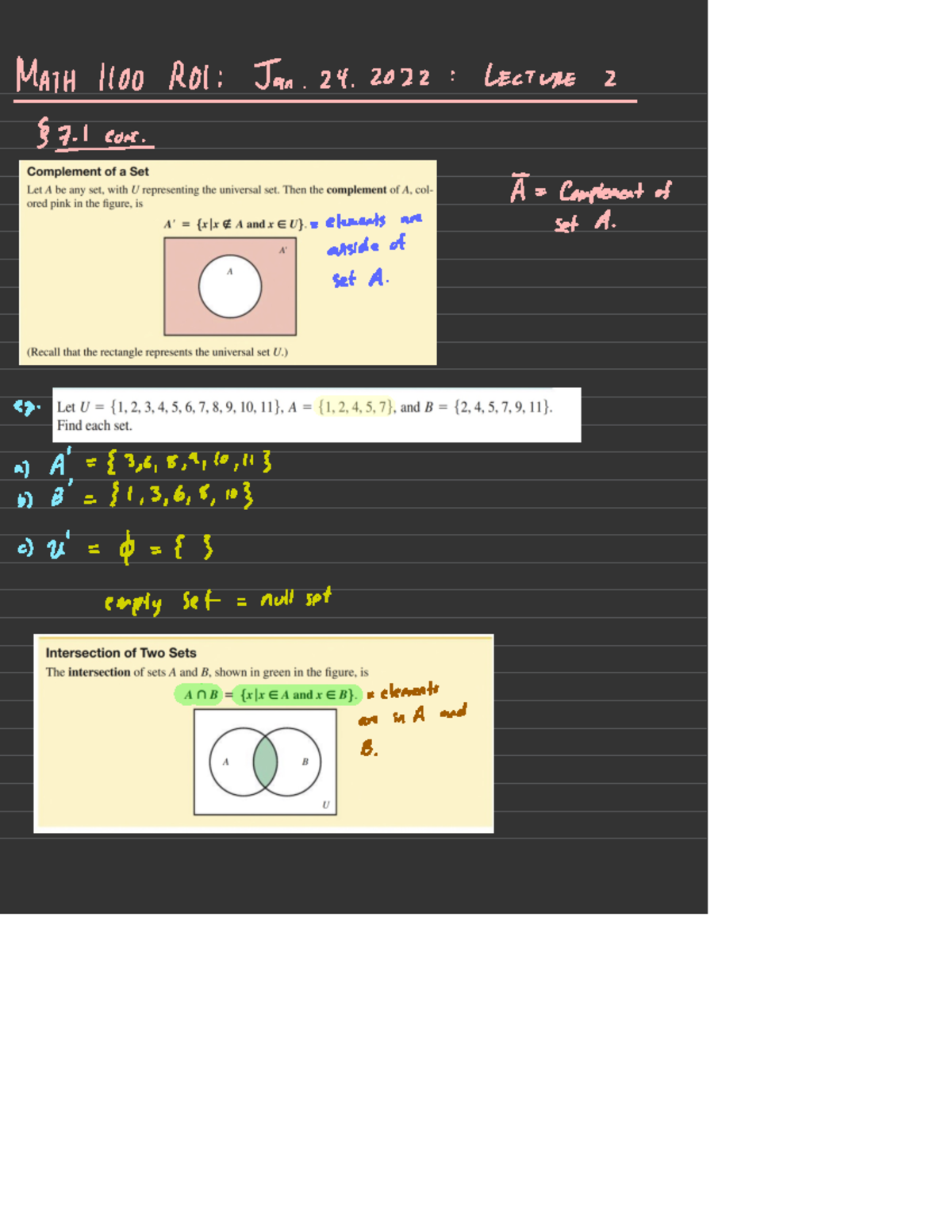 Lecture 2: Intro to Mathematics 1100 - MATH 1100 ROI : Jan . 24. 2022 ...