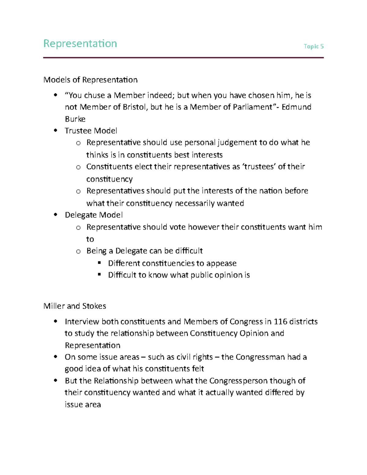 Topic 5- Representation - Representation Topic 5 Models of ...