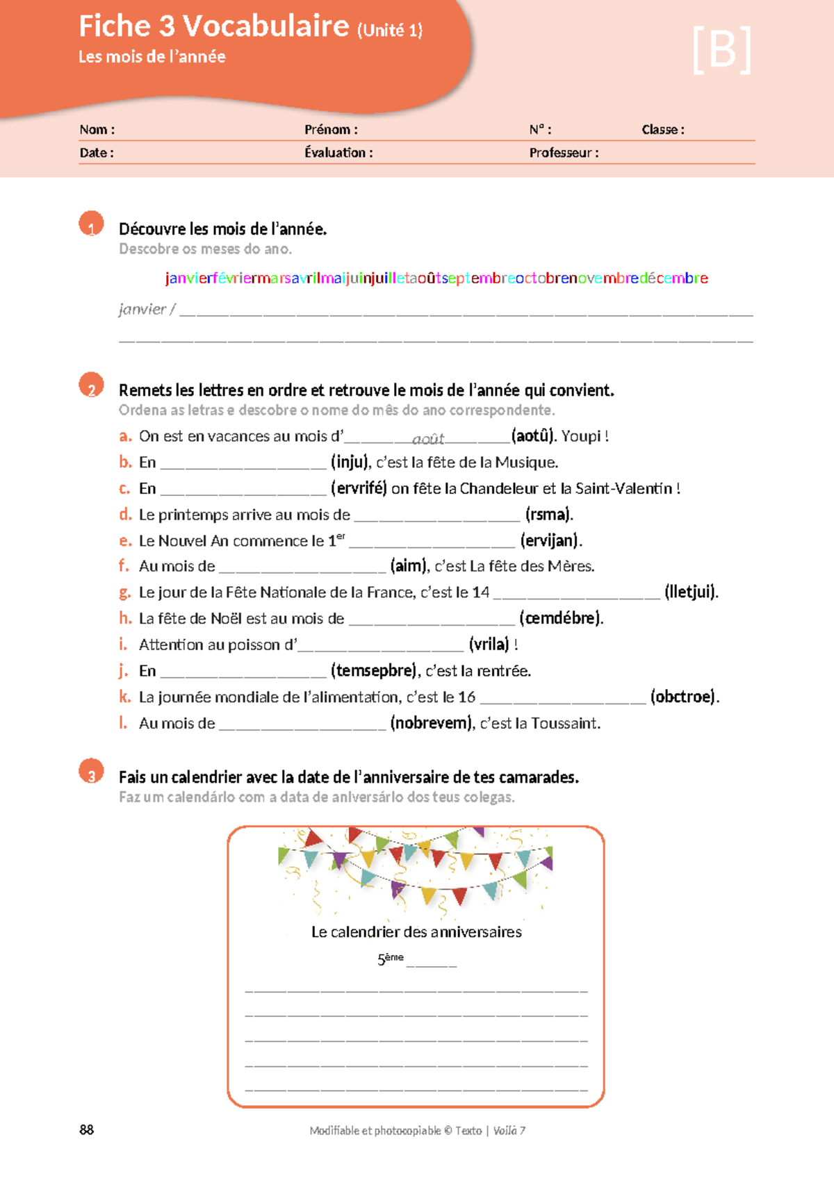 [3.1.3.2] Voila 7 CAP [Fiches de travail Vocabulaire] U1 3B - [B] Fiche ...
