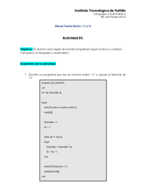 Examen U2 Lenguajes y Automatas II Abril Mejia - TECNOLÓGICO NACIONAL DE MÉXICO INSTITUTO - Studocu