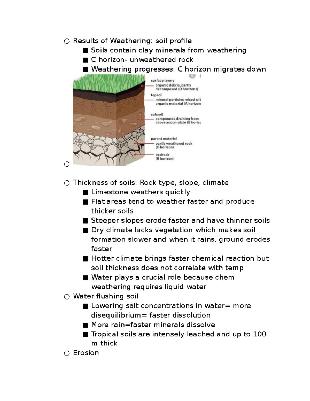 Rocks 2 - More rock reading notes - Results of Weathering: soil profile ...