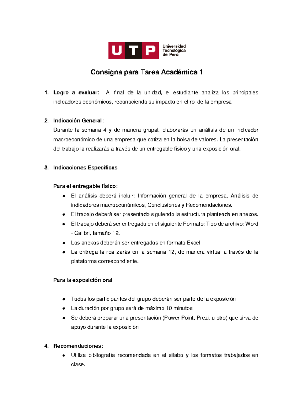 TA1 Indicacione Imhfxt - Consigna para Tarea Académica 1 Logro a evaluar: Al final de la unidad ...