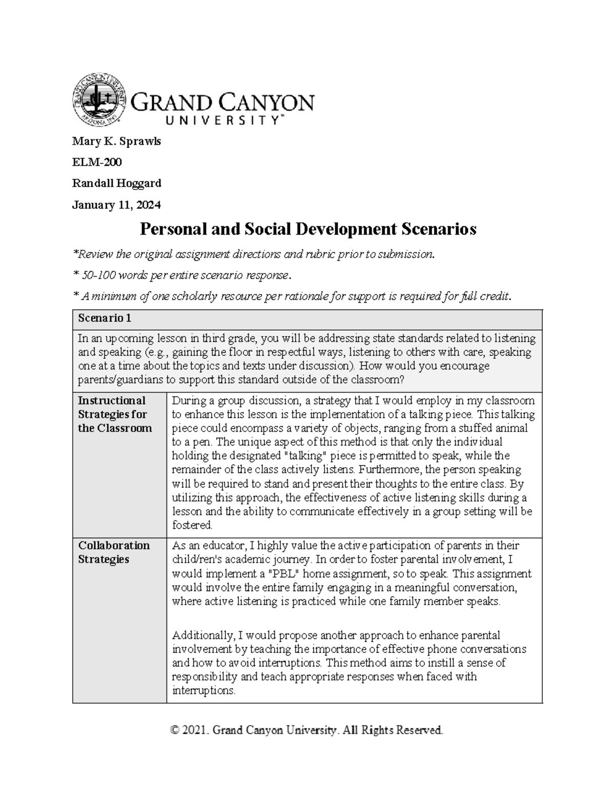 ELM-200-T5-Personal and Social Development Scenarios Finished - Mary K ...