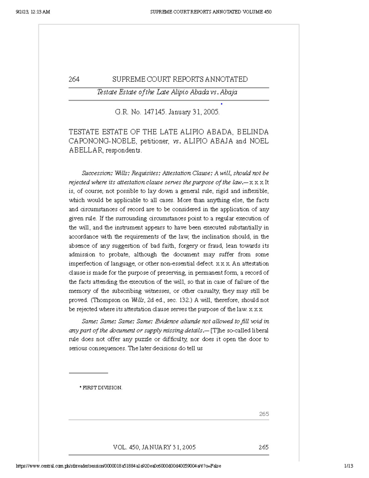 Noble vs Abaja - Cases extracted from escra - 264 SUPREME COURT REPORTS ...
