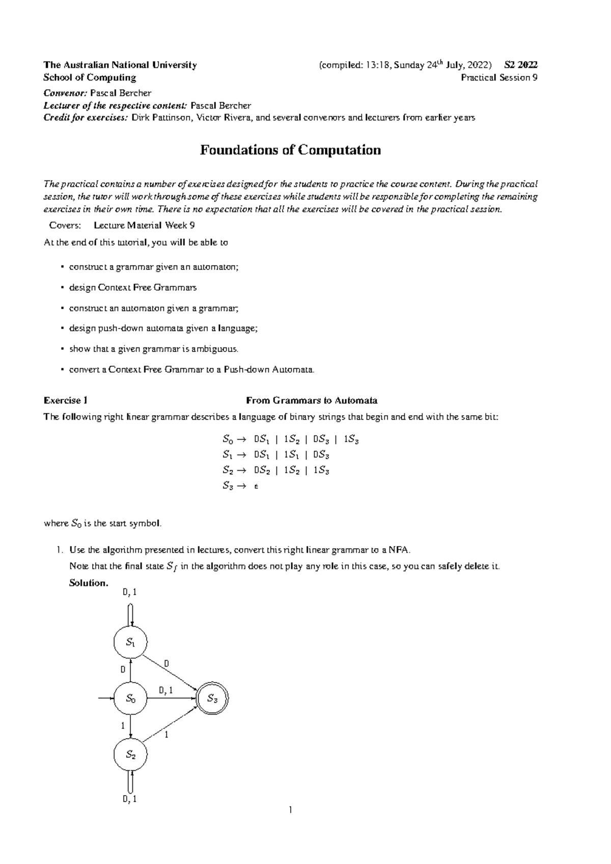 Sol9 - TUTORIAL SOULTION - The Australian National University (compiled ...