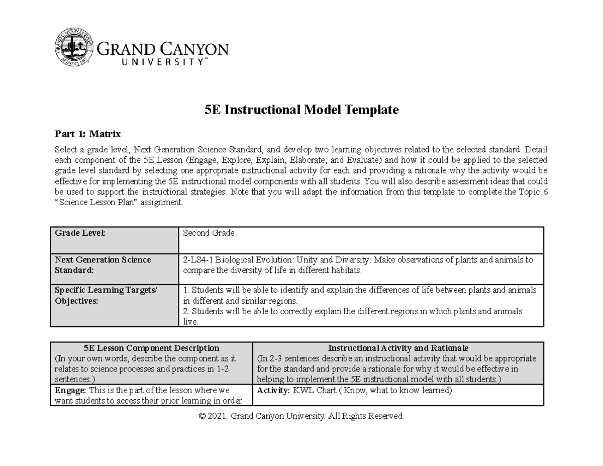 Cassandra Holmes-Instructional-Model-Template - 5E Instructional Model ...
