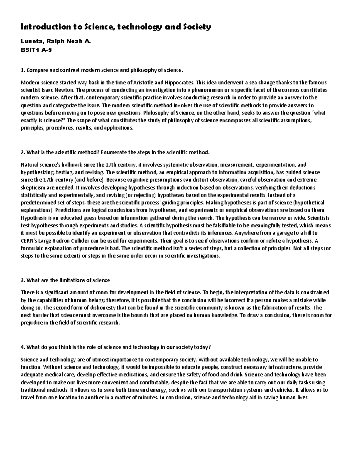 Luneta STAS111 - Introduction to Science, technology and Society Luneta ...