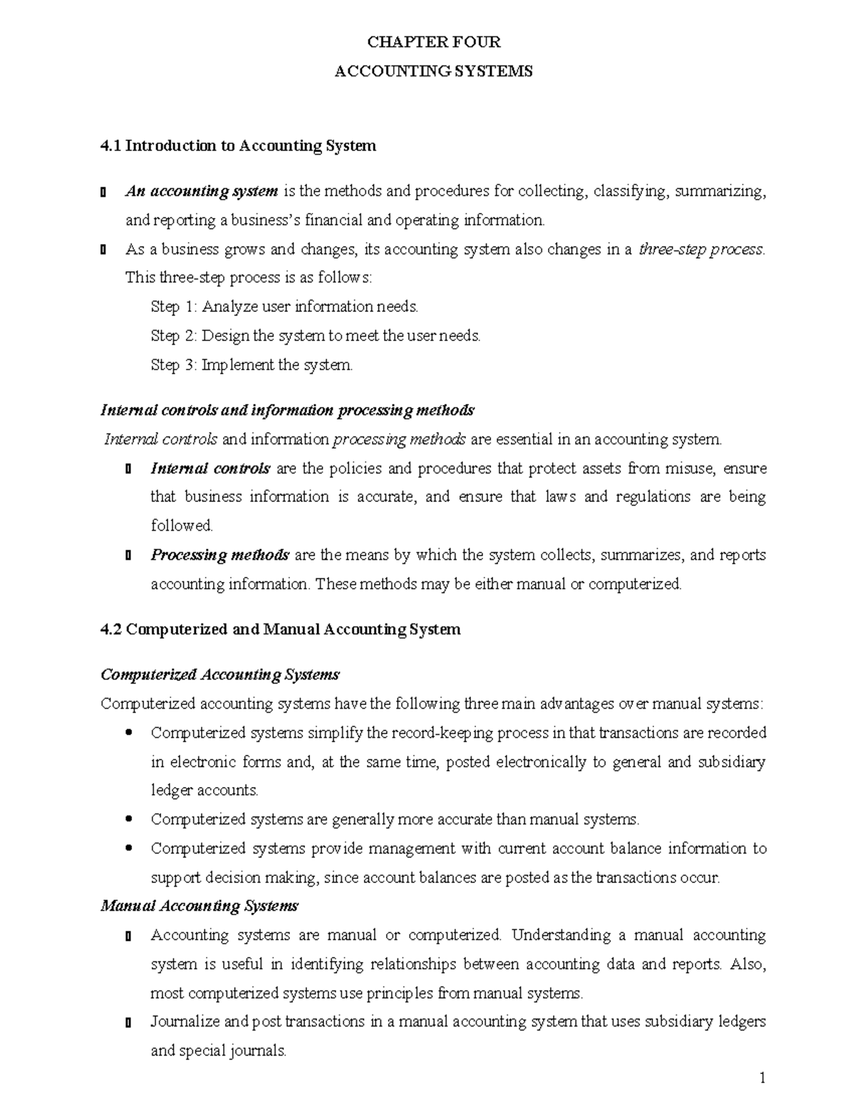 Chap 4 Accounting Systems Chapter Four Accounting Systems 4