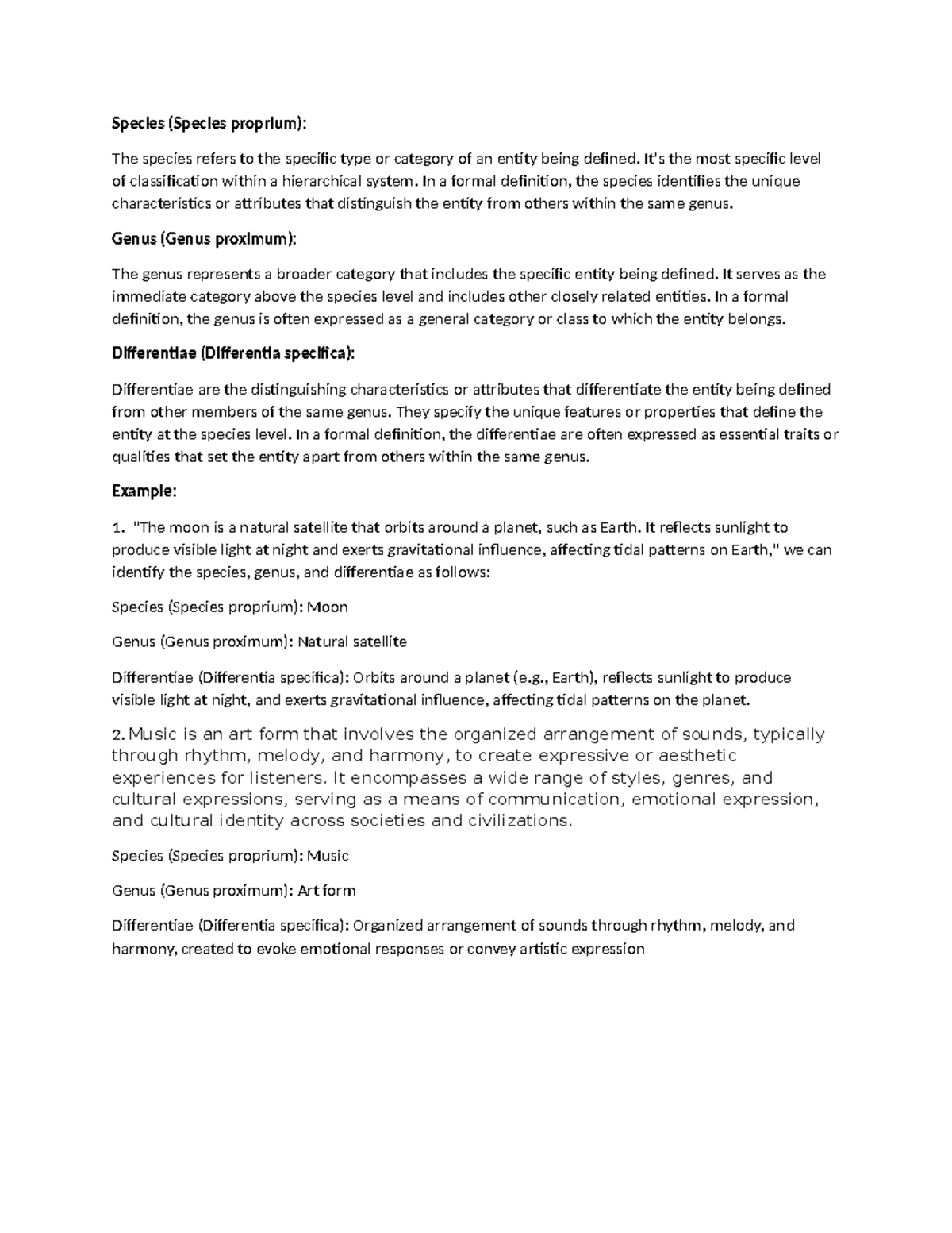 Definition - It is a pattern of Paragraph Development - Species ...