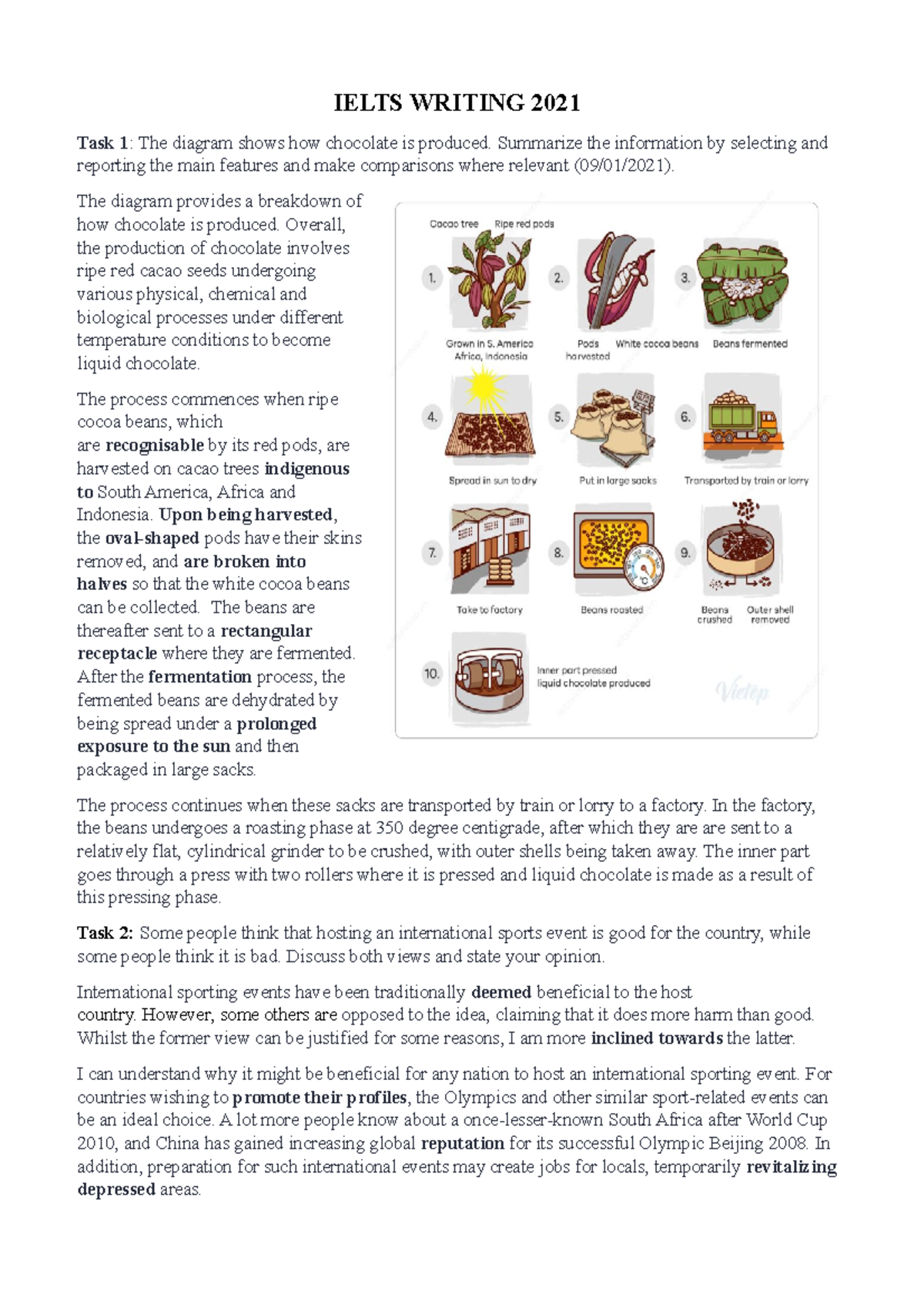 Ielts Writing 2021 - IELTS WRITING 2021 Task 1 : The diagram shows how ...