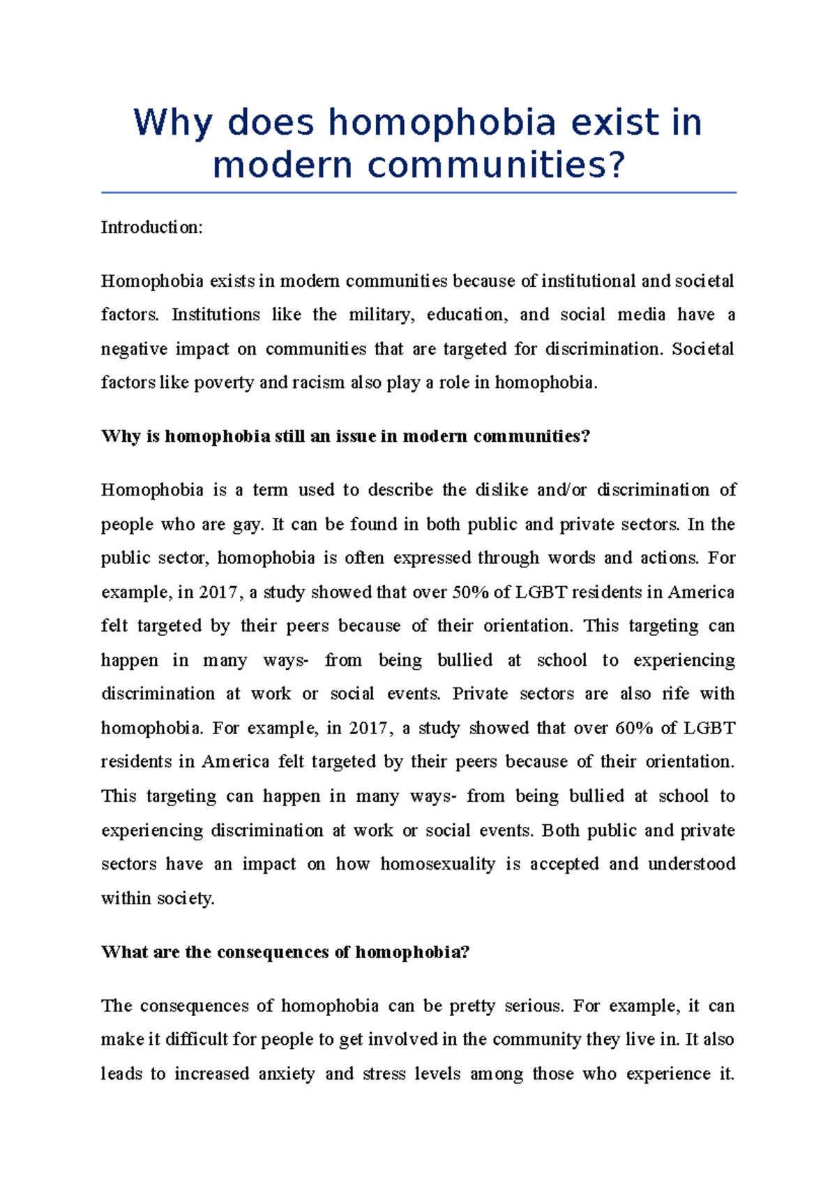 Why does homophobia exist in modern communities - Why does homophobia ...