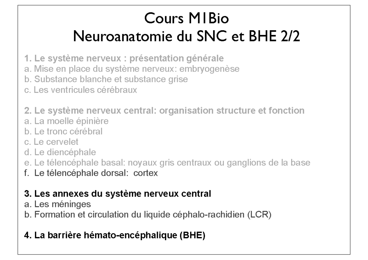M1 Pharmaco Toxico UE 1.3 Neuro-Anatomie SNC2 2016-2017 - Cours M1Bio ...