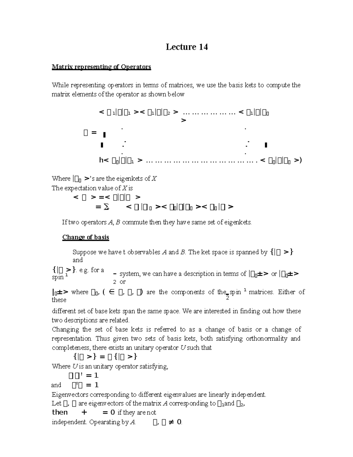 Linear Algebra in Quantum Mechanics - Physics - AMU - Studocu