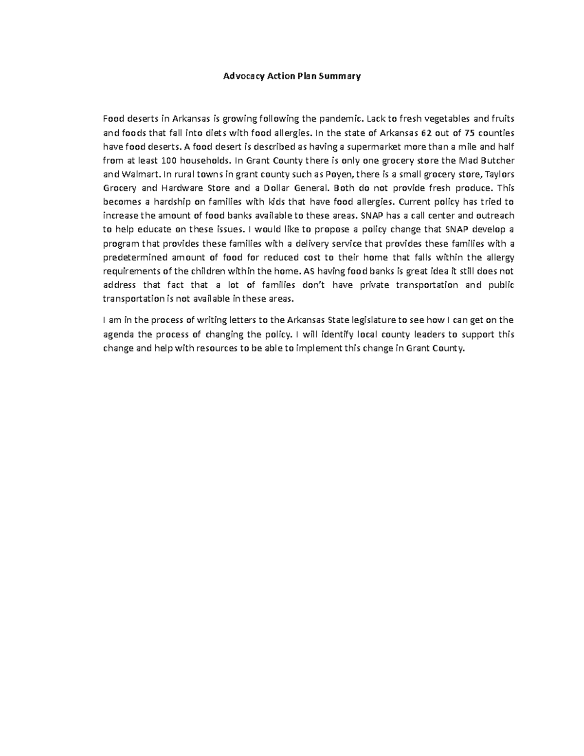 Food avocacy plan - food advocacy plan - D025 - WGU - Studocu