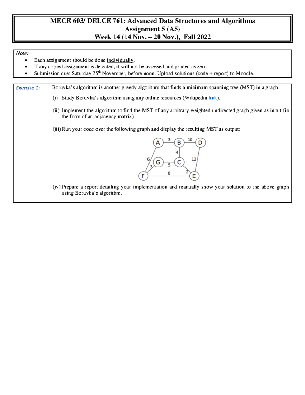 Assignment 5 - 131 - MECE 603/ DELCE 761: Advanced Data Structures and Algorithms Assignment 5 ...
