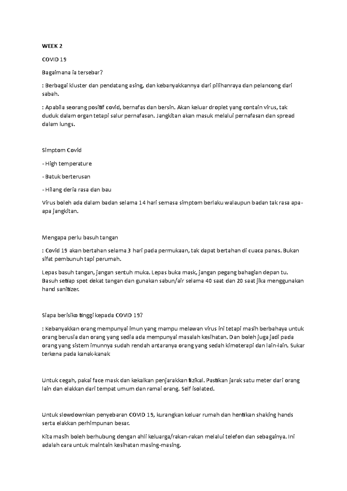 PBSM - obm121 - WEEK 2 COVID 19 Bagaimana ia tersebar? : Berbagai kluster dan pendatang asing ...