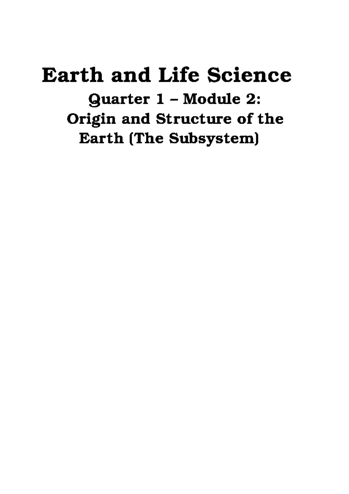 Earthnlife Q1 w2 - SAMPLE MODULE - Ear th and Life Sci ence Quarter 1 ...