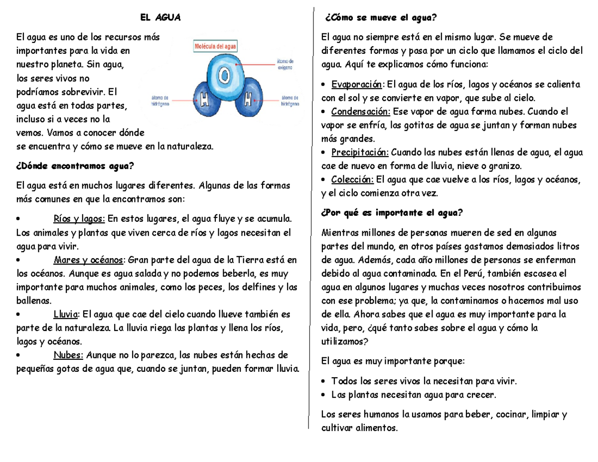 EL AGUA - documentos - EL AGUA El agua es uno de los recursos más ...