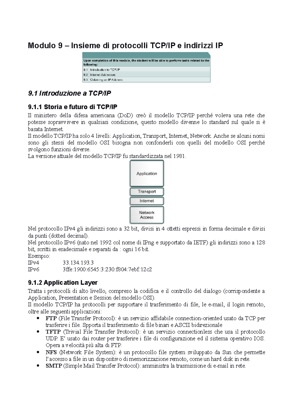 CCNA3.0 Sem 1 Mod 9 - Reti cisco - Modulo 9 – Insieme di protocolli TCP ...