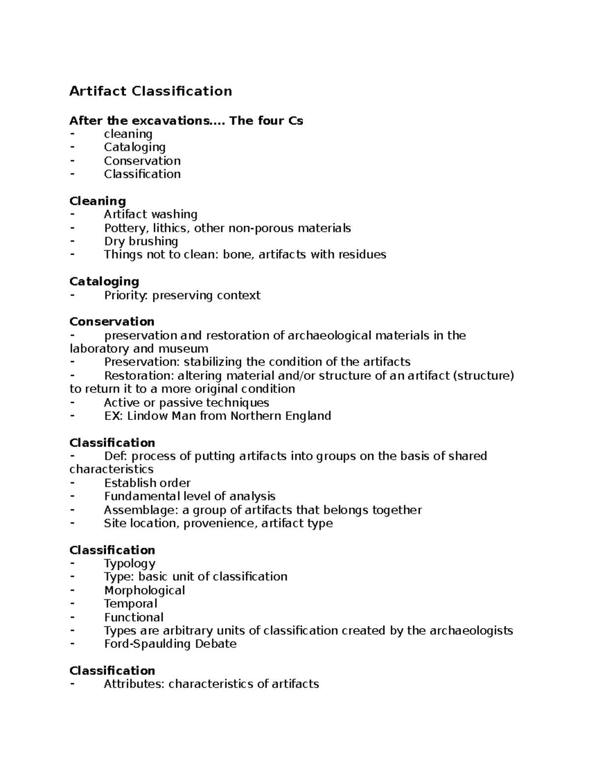 Week 4 - Notes: Artifact classification Katherine South - Artifact ...