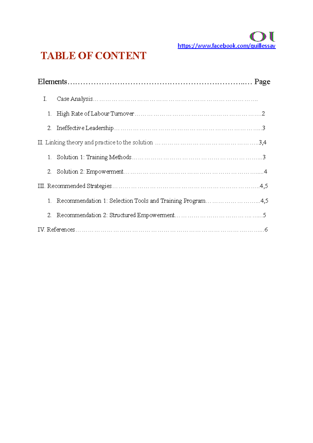 Introduction to management A2 Case study - TABLE OF CONTENT - Studocu