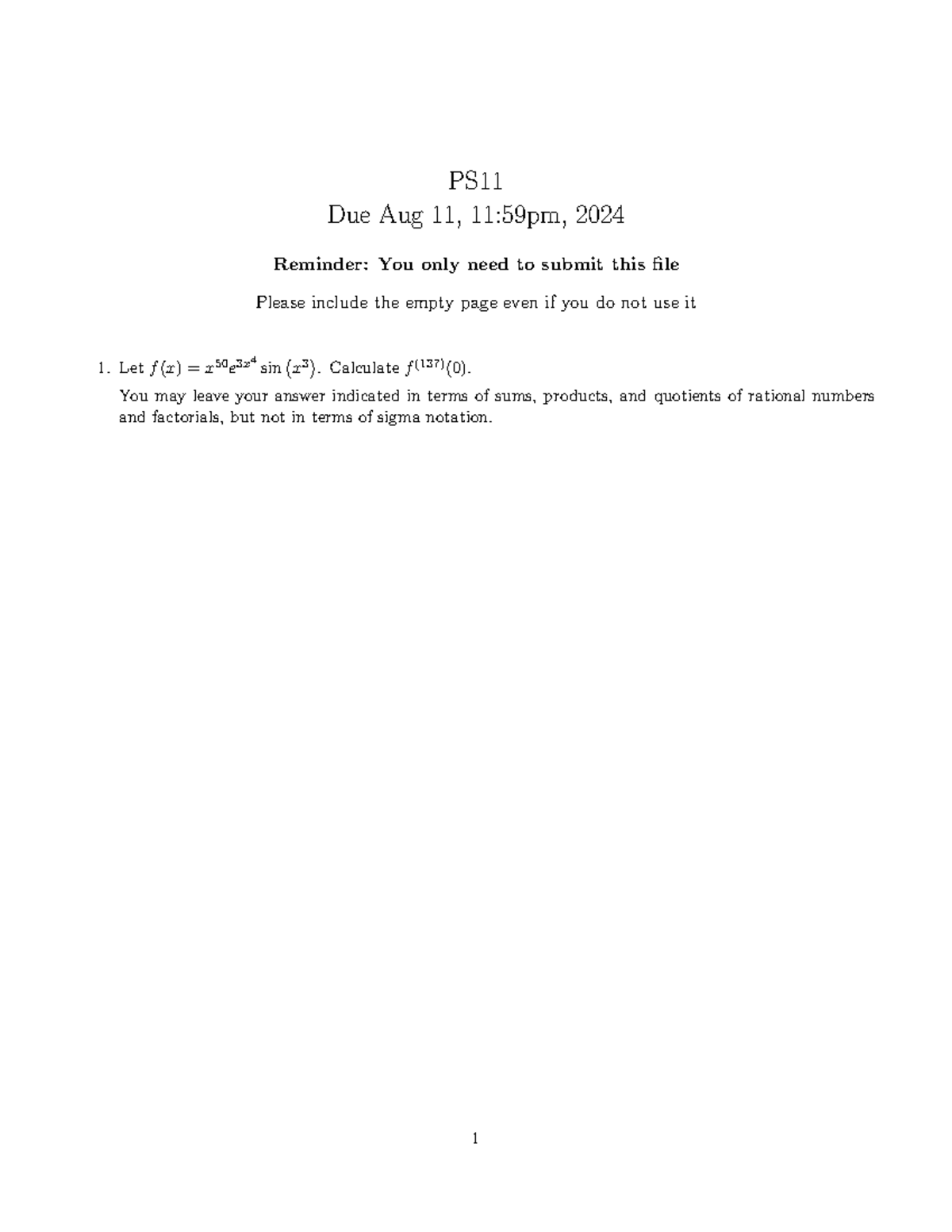 MAT137 PS11 - This is a Problem set for the beginning of the taylor ...