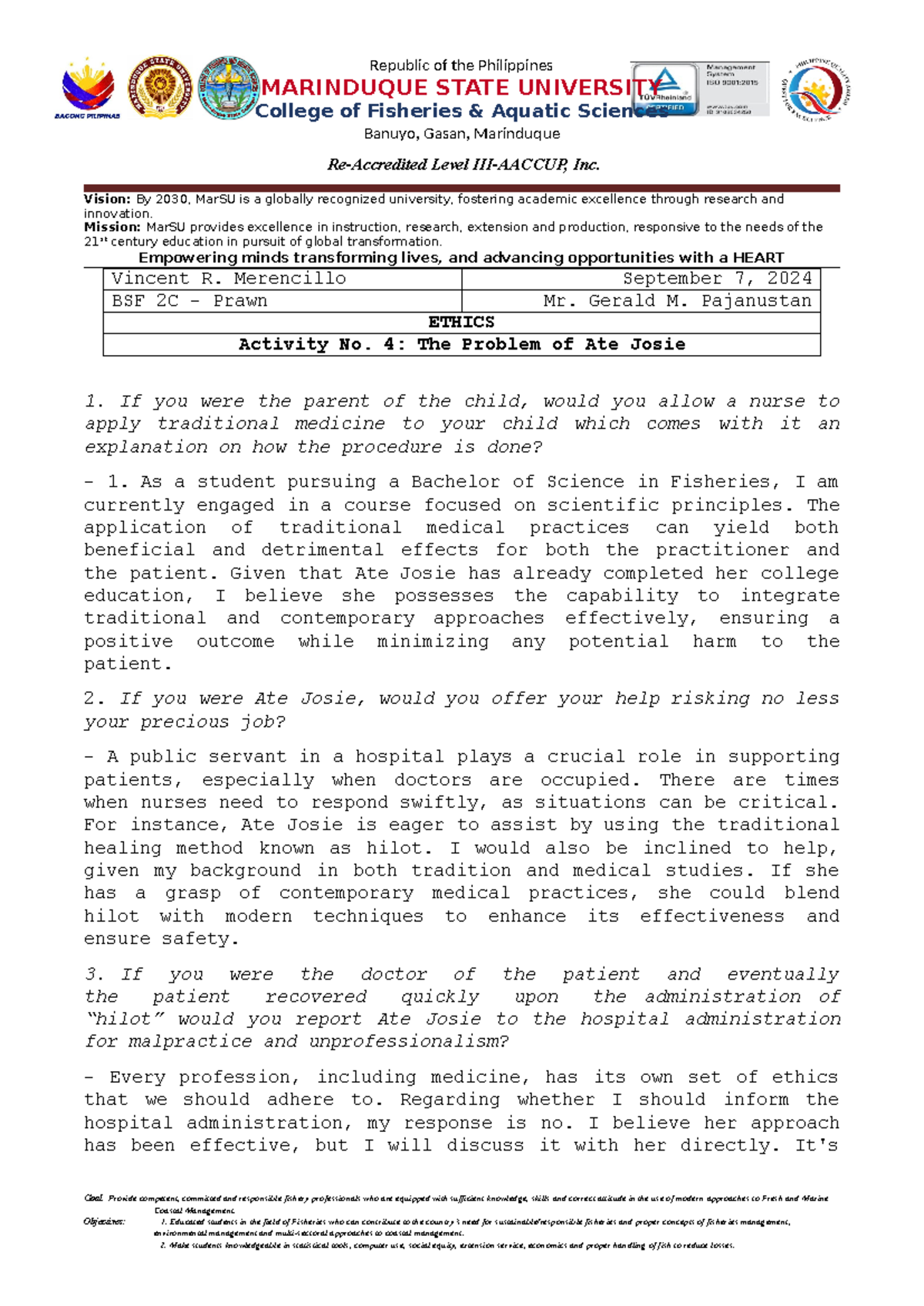 Activity No. 4 binsent - ytrew - Re-Accredited Level III-AACCUP, Inc ...