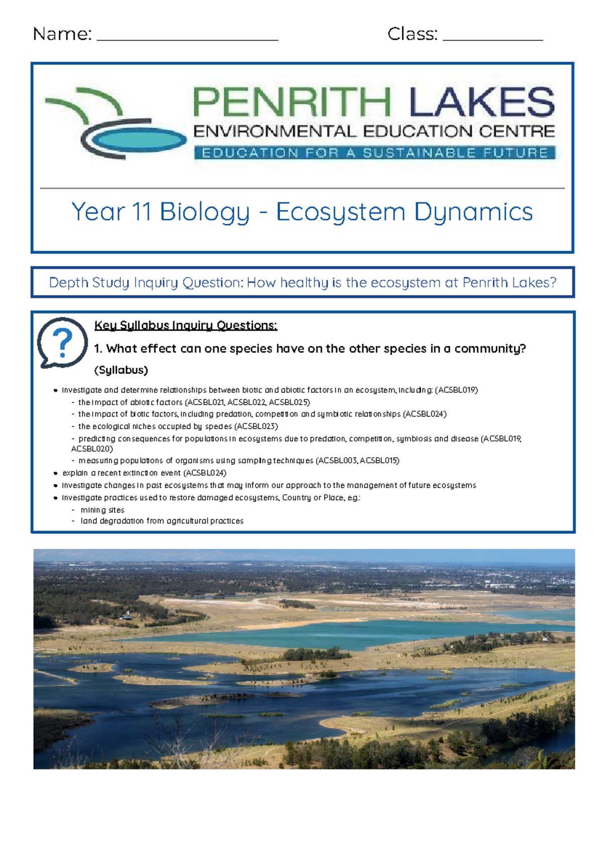2024- Stage 6 Biology Ecosystem Dynamics Worksheet - Name ...
