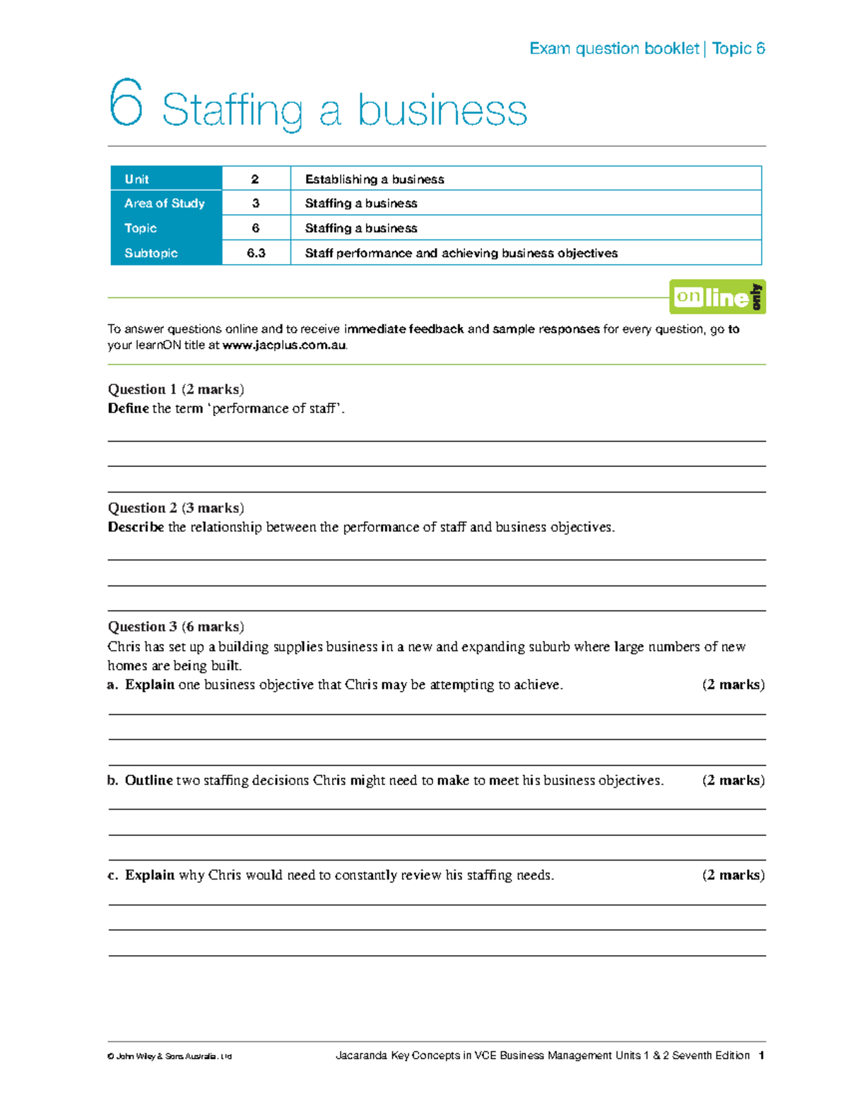U2AOS3 Revision%20Q%26As - 6 Staffing a business Unit 2 Establishing a ...