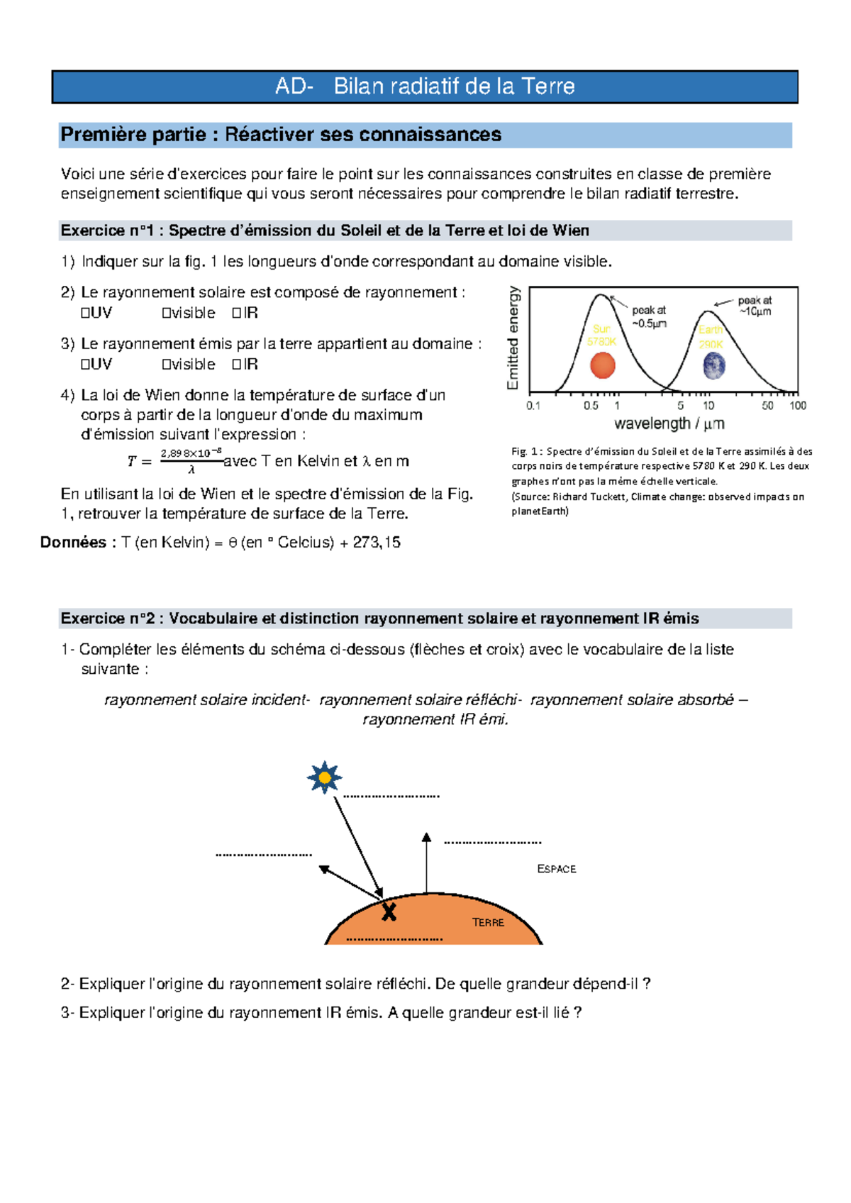Activites Bilan radiatif de la Terre-eleve