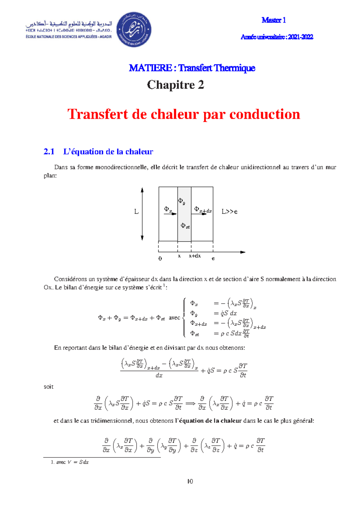 Ch 2 cours thermique - Heat Transfer lecture notes from the professor ...