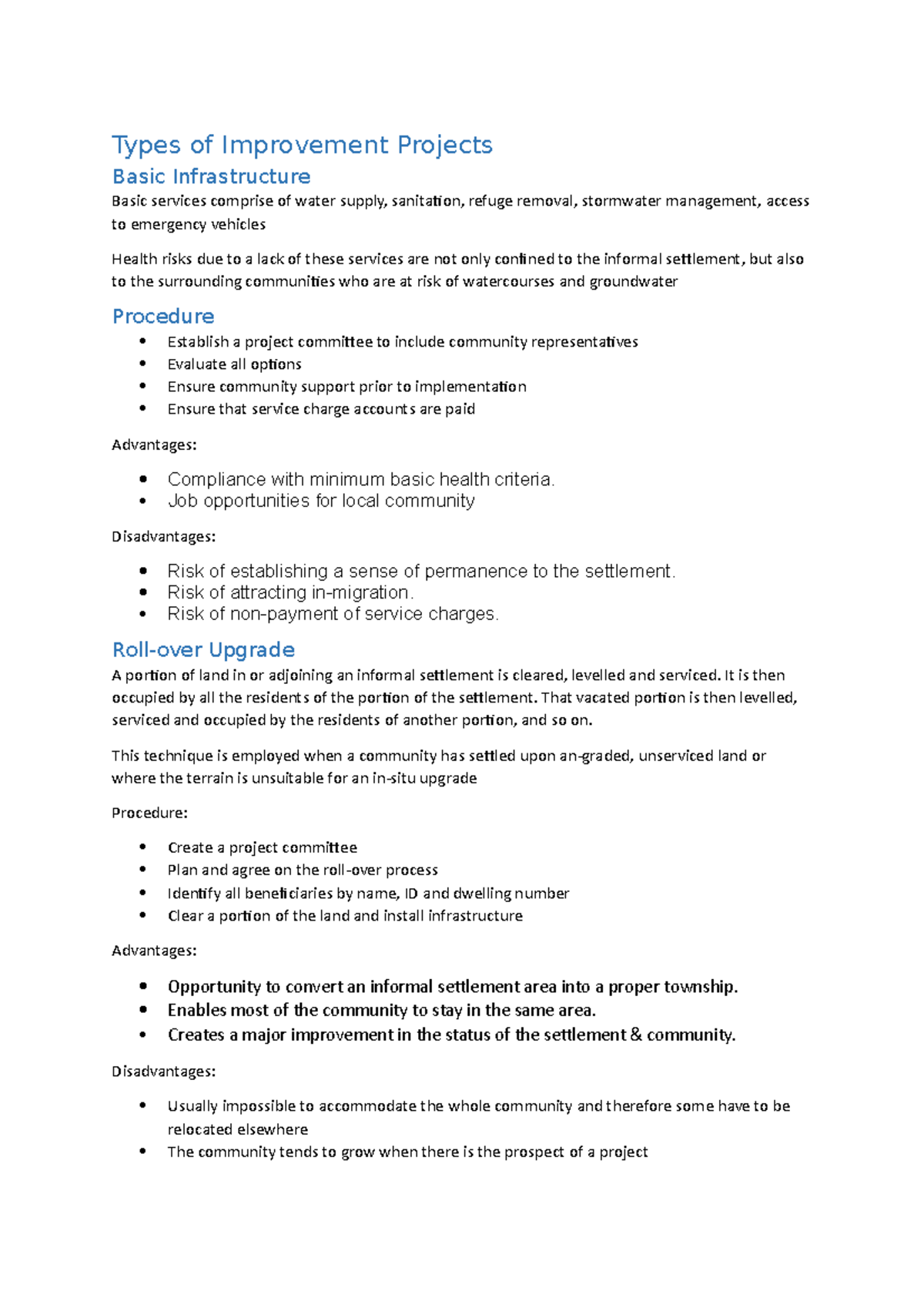 Types of improvement projects - Types of Improvement Projects Basic ...