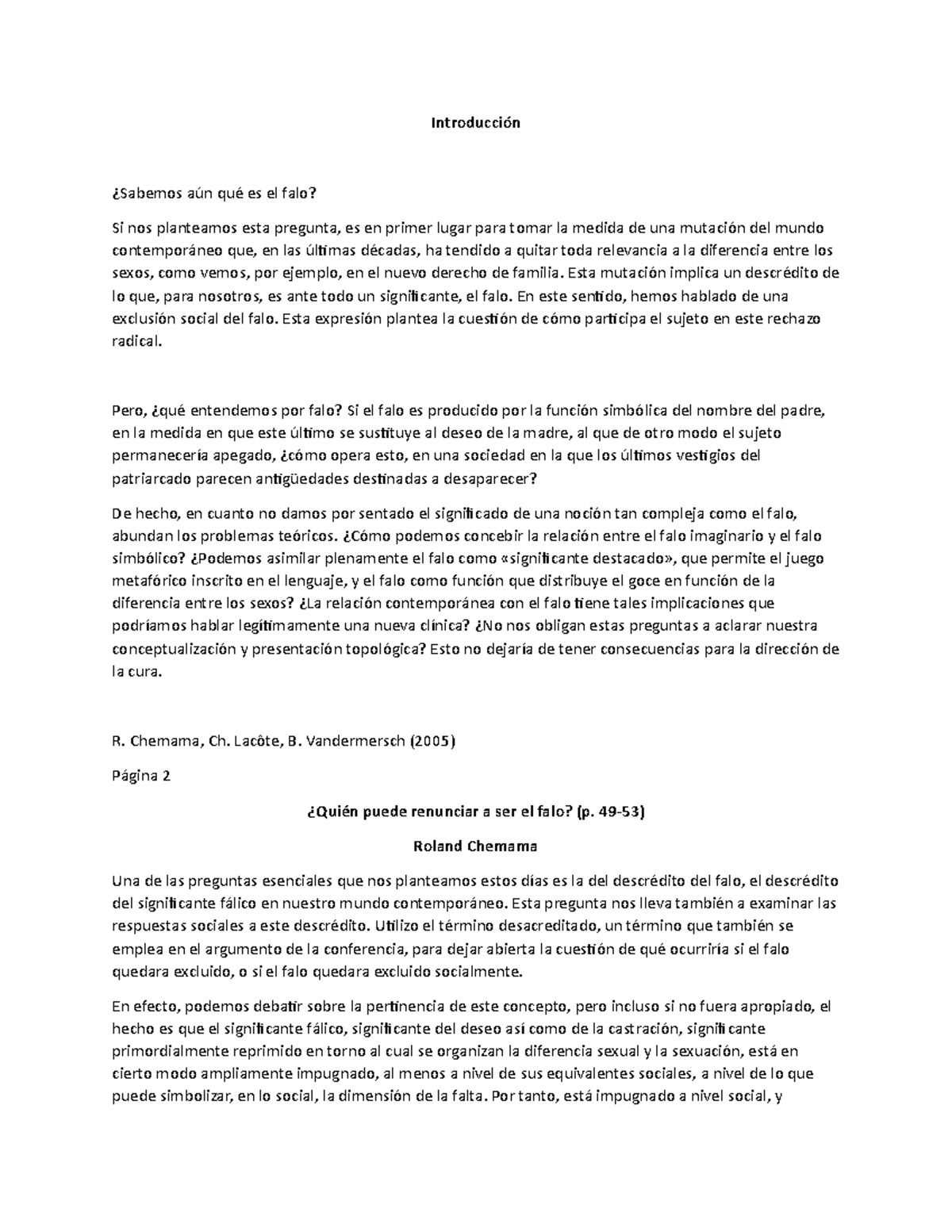 Chemama Quién puede renunciar a ser el falo 1 - Introducción ¿Sabemos ...