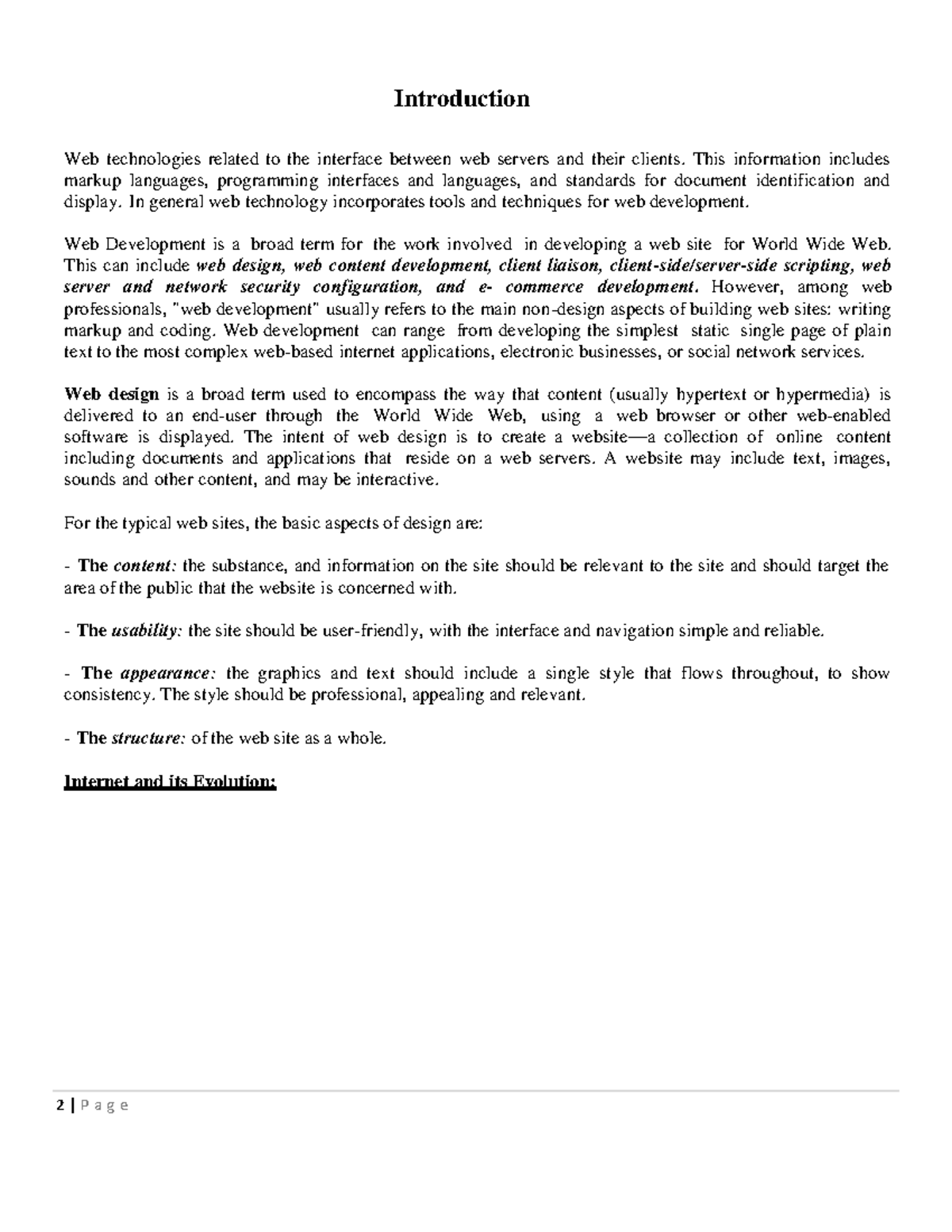 Unit 1 web technologies - 2 | P a g e Introduction Web technologies related to the interface ...