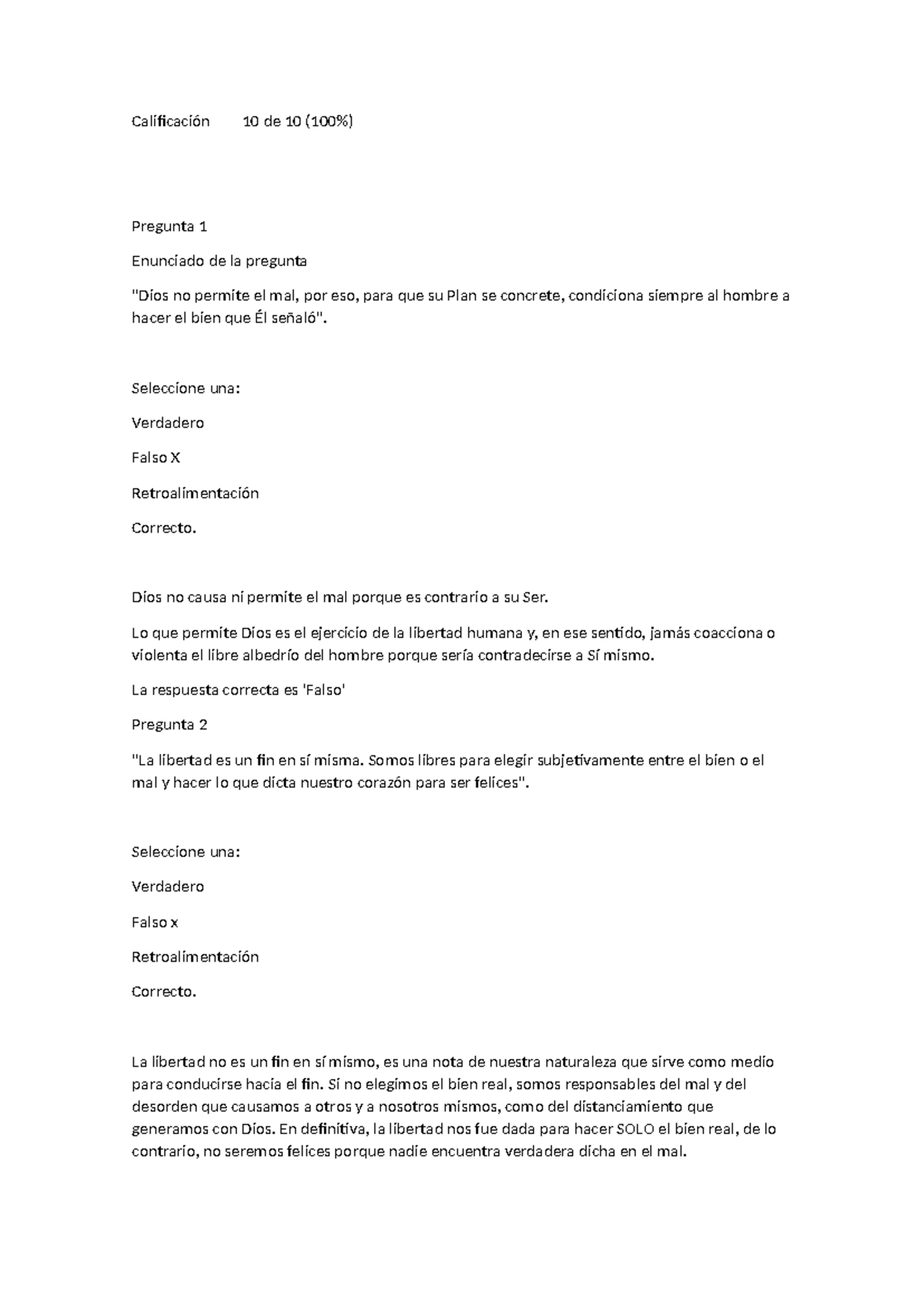 Unidad 6 Teologia Por qué existe el mal - Calificación 10 de 10 (100% ...
